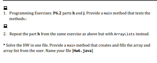 Solved 1. Programming Exercises: P6.2 parts h and j. Provide | Chegg.com