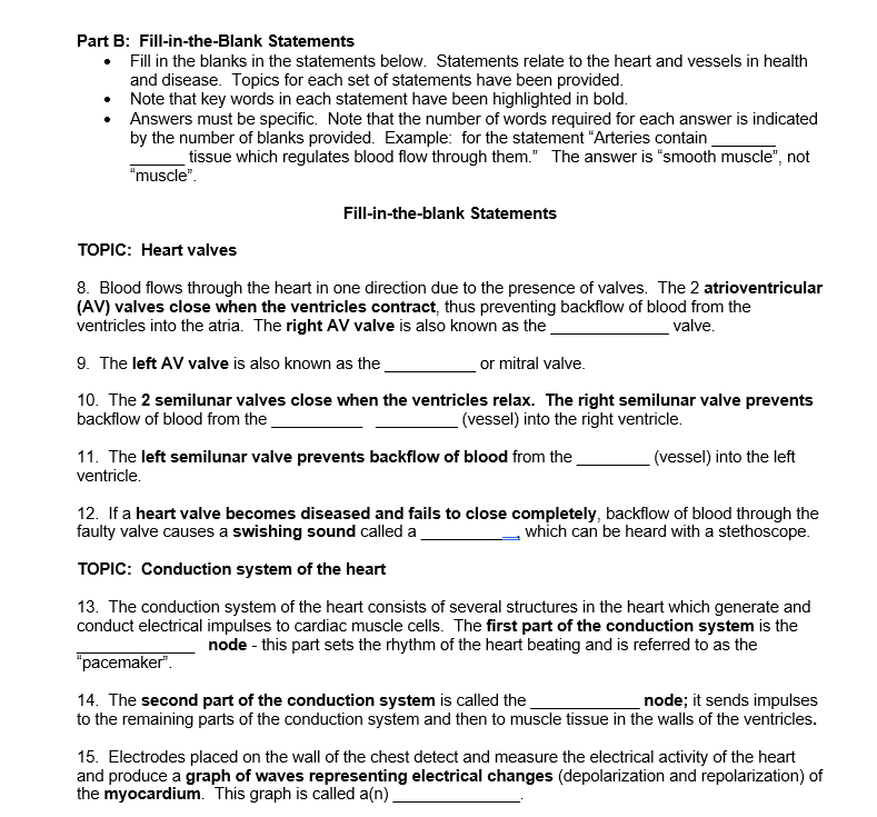 Solved Part B: Fill-in-the-Blank Statements Fill in the | Chegg.com