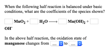 Solved When the following half reaction is balanced under | Chegg.com