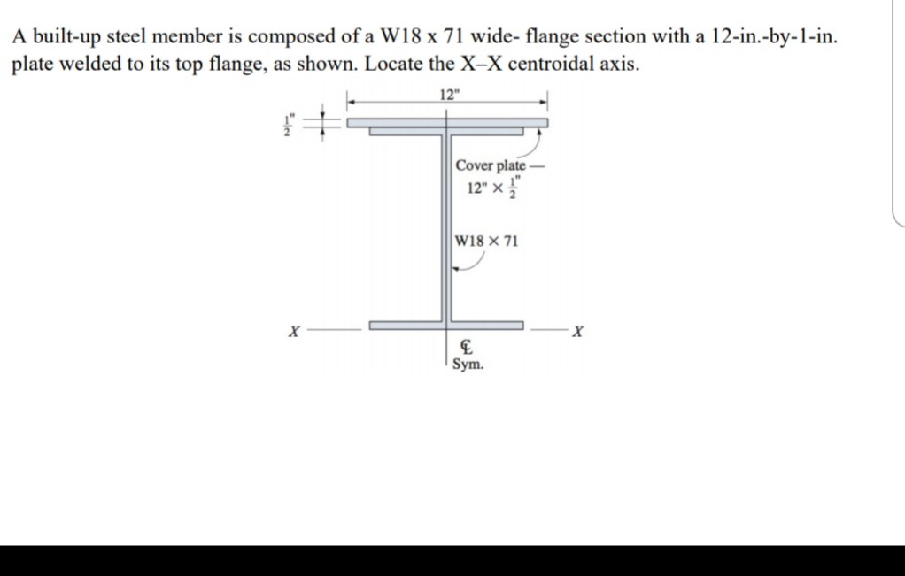Solved A built-up steel member is composed of a W18 x 71 | Chegg.com