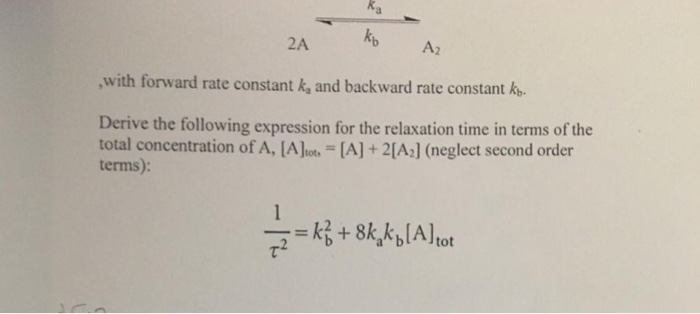 Solved 2A kb ,with forward rate constant Derive the | Chegg.com