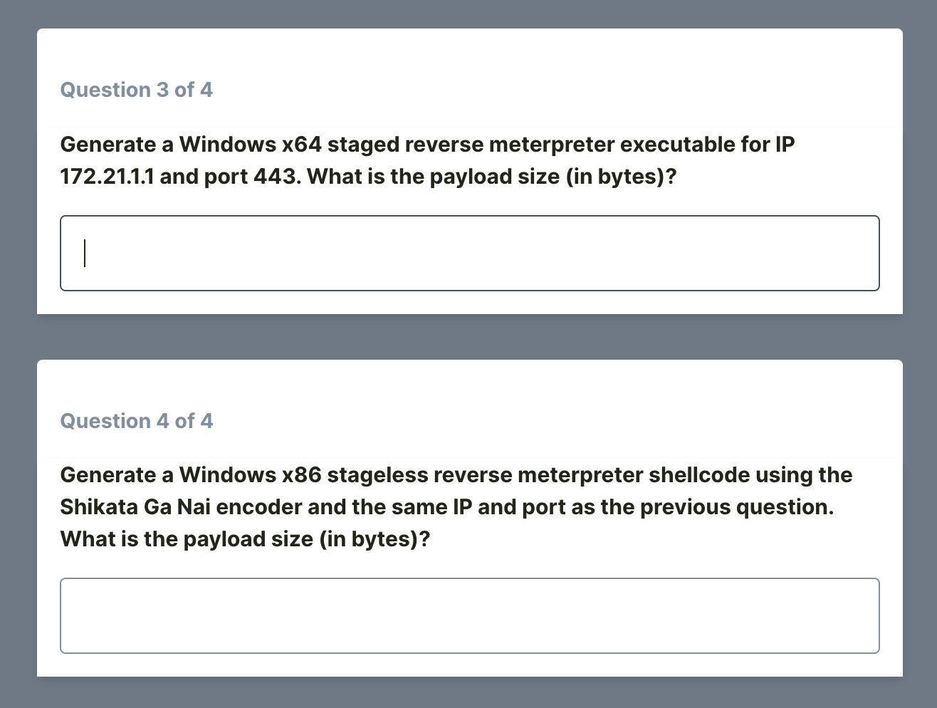 Solved Generate a Windows x64 staged reverse meterpreter | Chegg.com