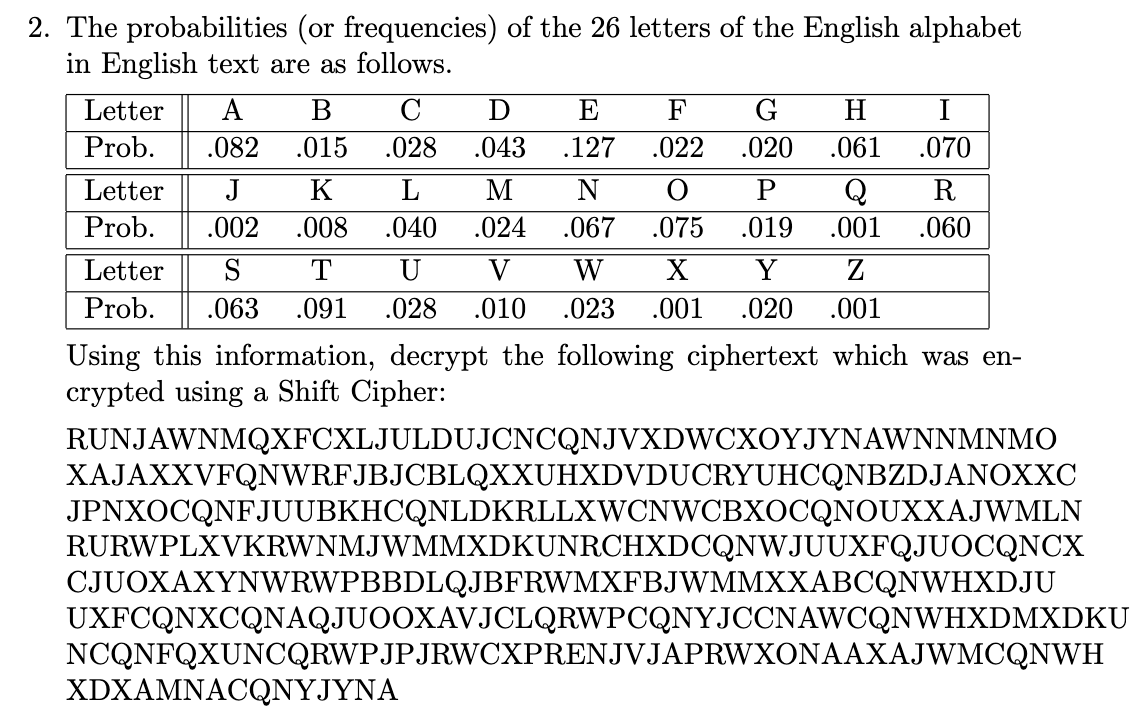 2. The probabilities (or frequencies) of the 26 | Chegg.com