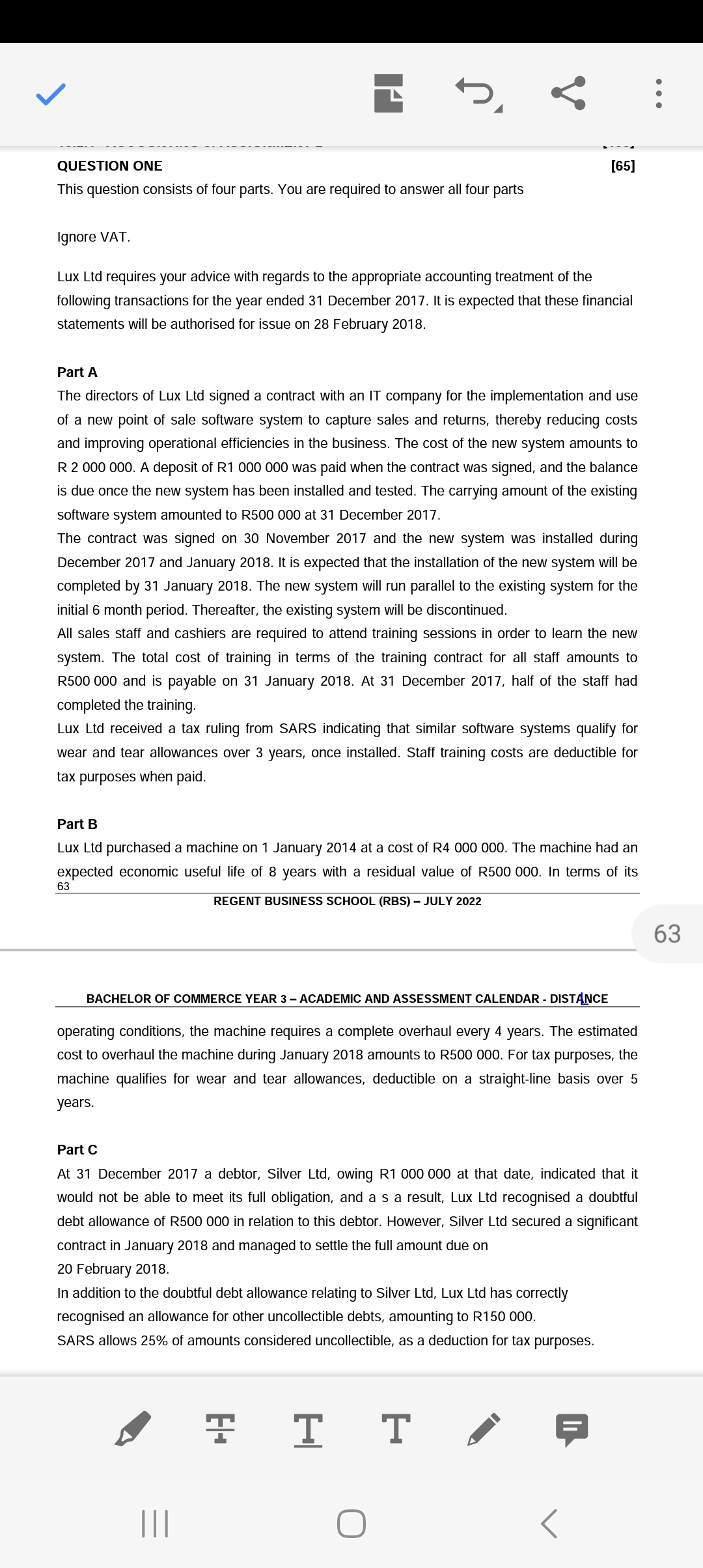 Solved QUESTION ONE [65] This question consists of four | Chegg.com