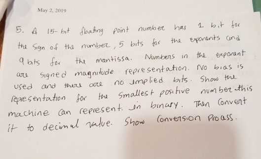 Solved a 15-bit floating point number has 1 bit for the sign | Chegg.com