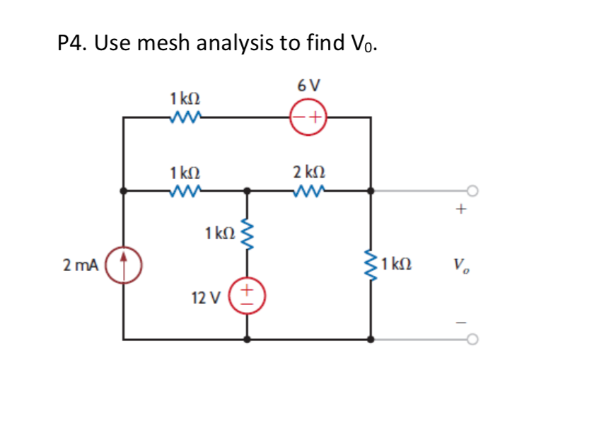 Solved P4. Use mesh analysis to find V0. | Chegg.com