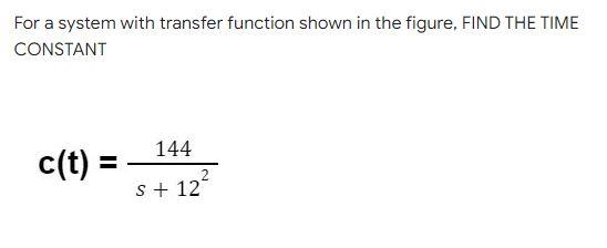 Solved For a system with transfer function shown in the | Chegg.com