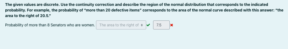Solved The given values are discrete. Use the continuity | Chegg.com