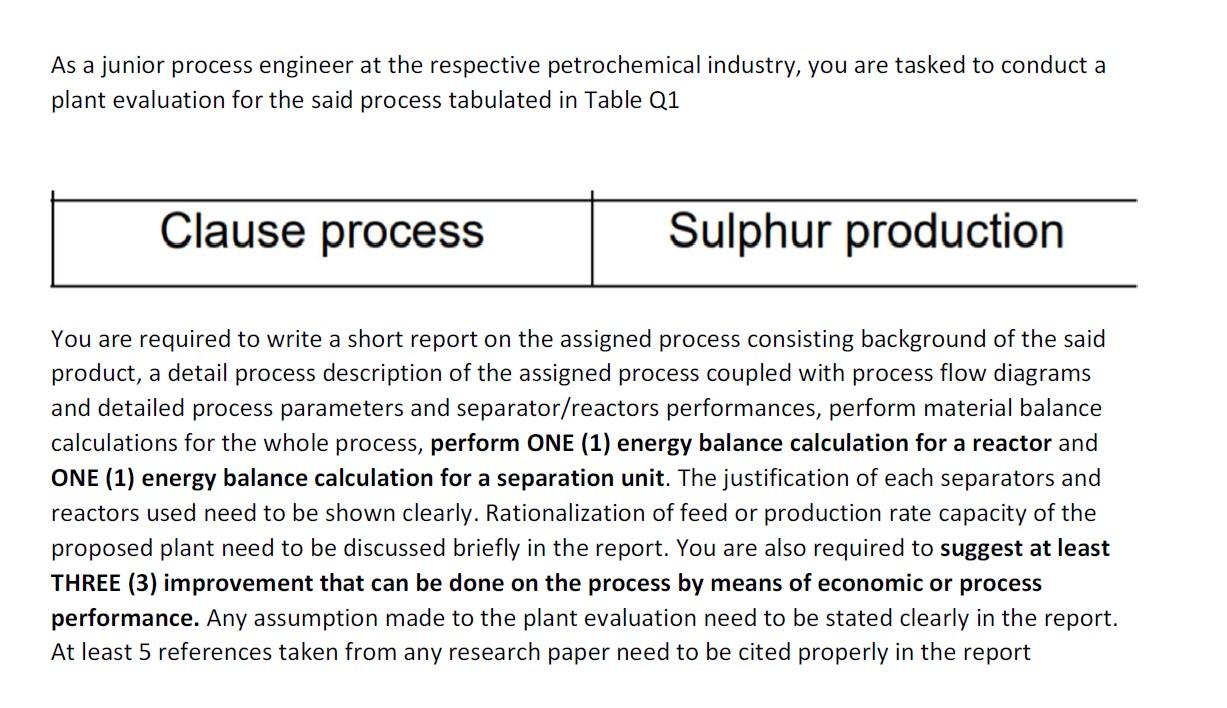 Solved As a junior process engineer at the respective | Chegg.com
