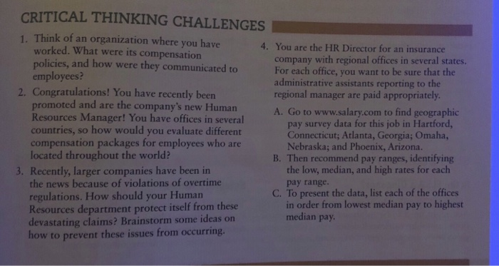 Solved CRITICAL THINKING CHALLENGES 1. Think of an | Chegg.com