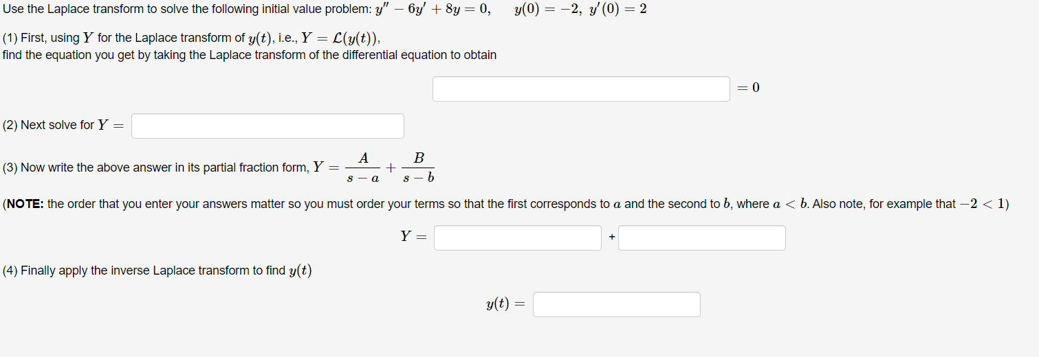 Solved Use the Laplace transform to solve the following | Chegg.com