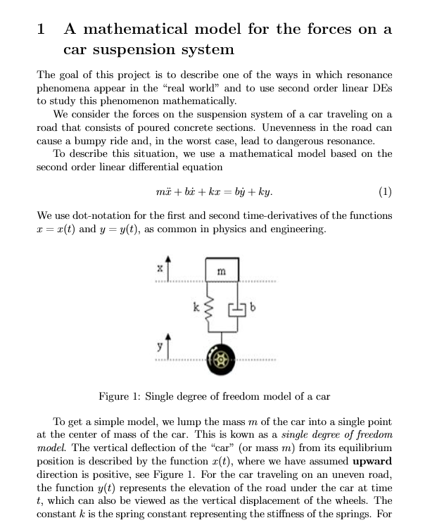 1 A mathematical model for the forces on a car | Chegg.com