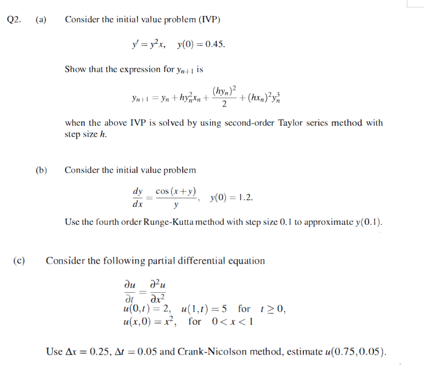 Solved Q2. (a) Consider the initial value problem (IVP) | Chegg.com