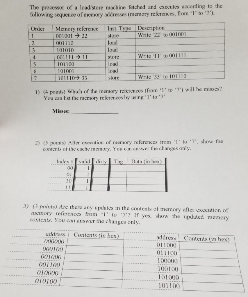 Solved 4. (12 points) Assume that a direct-mapped cache has: | Chegg.com