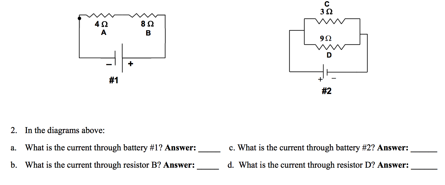 Solved 1. In circuit #1 below, the current through resistor | Chegg.com