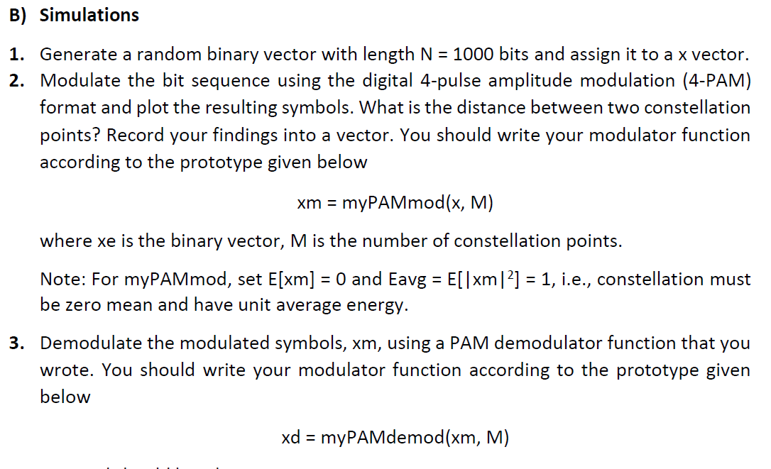 B) Simulations 1. Generate a random binary vector | Chegg.com