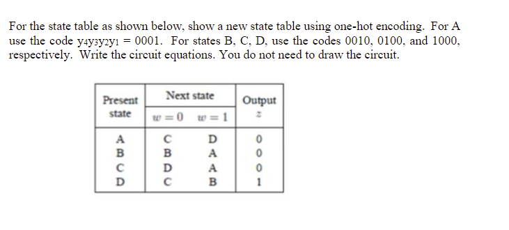 For the state table as shown below, show a new state | Chegg.com