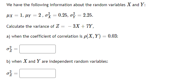 Solved We have the following information about the random | Chegg.com
