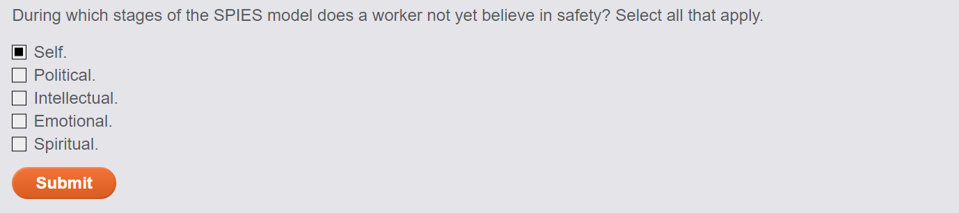Solved During which stages of the SPIES model does a worker | Chegg.com