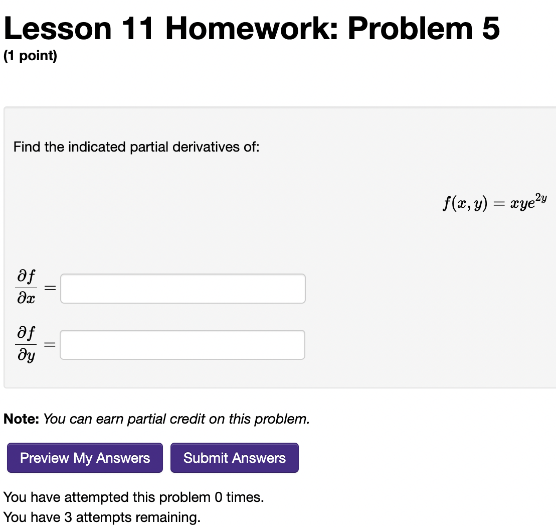 Solved Lesson 11 Homework: Problem 5 (1 point) Find the | Chegg.com