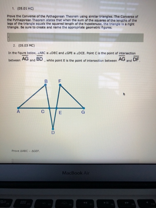 Solved: 1. (05.01 HC) Prove The Converse Of The Pythagorea... | Chegg.com