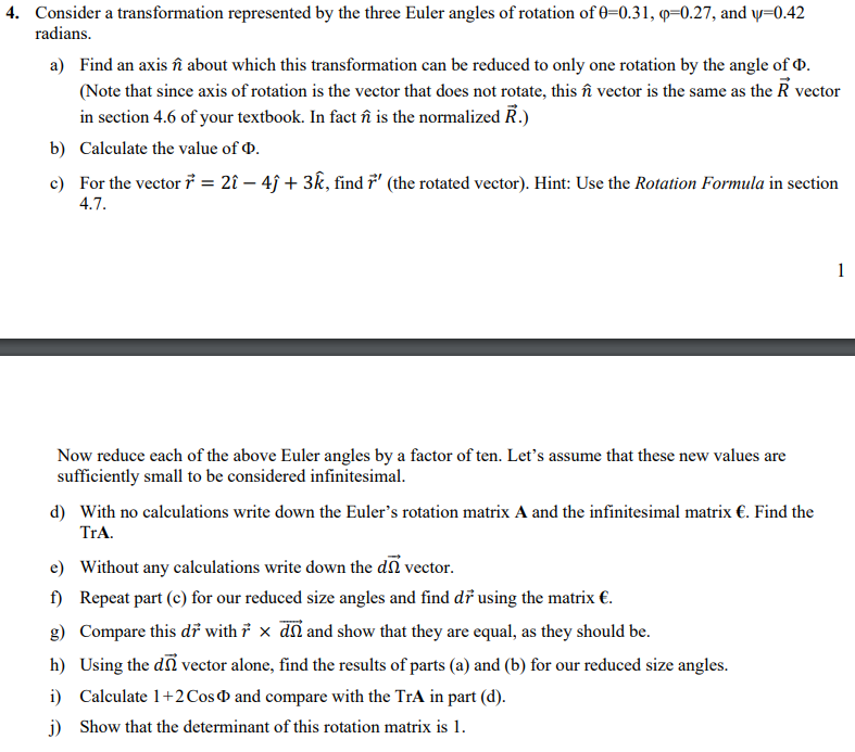 Consider a transformation represented by ﻿the three | Chegg.com