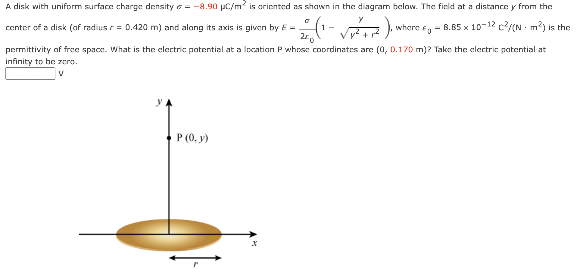 Solved A disk with uniform surface charge density | Chegg.com