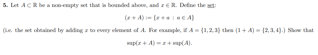 Solved (x+A):={x+a:a∈A} e. the set obtained by adding x to | Chegg.com