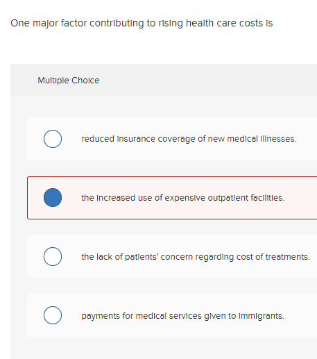 Solved One major factor contributing to rising health care | Chegg.com