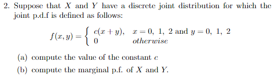 Solved 2. Suppose that X and Y have a discrete joint | Chegg.com