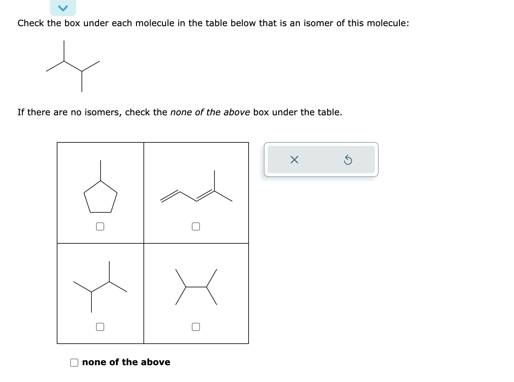 Solved Check the box under each molecule in the table below | Chegg.com