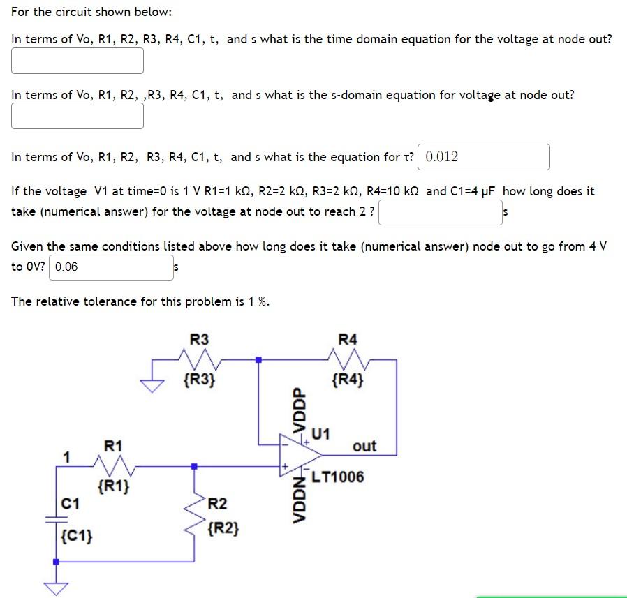 Solved For the circuit shown below: In terms of Vo, R1, R2, | Chegg.com