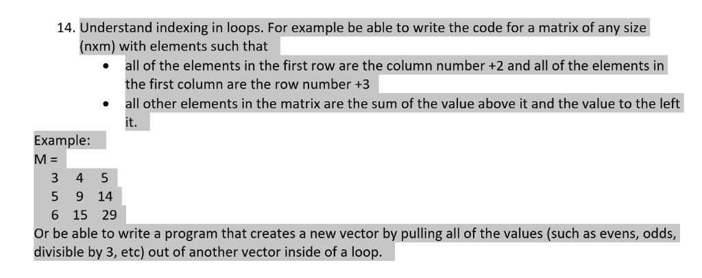 Solved Matlab Coding Understand Indexing In Loops For 2354