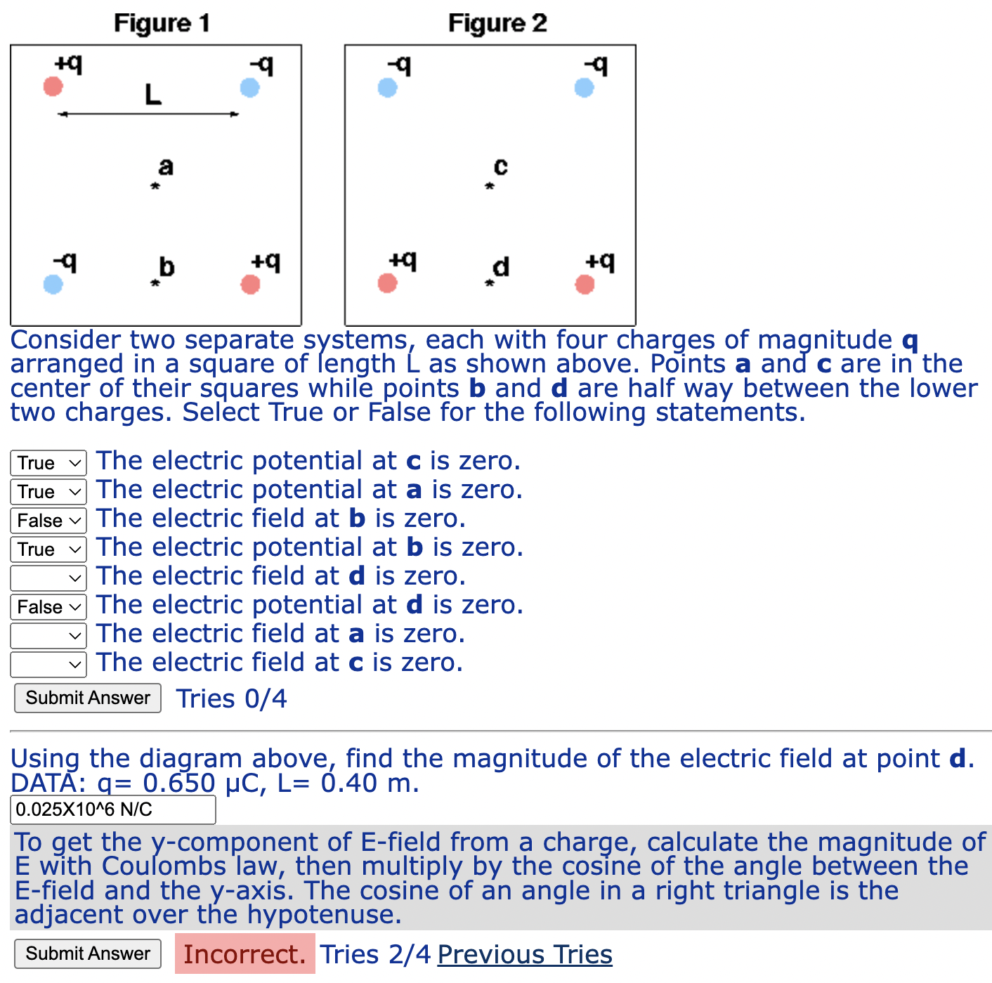 Solved Consider two separate systems, each with four charges | Chegg.com
