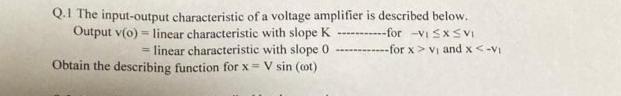 Solved Q.1 The input-output characteristic of a voltage | Chegg.com