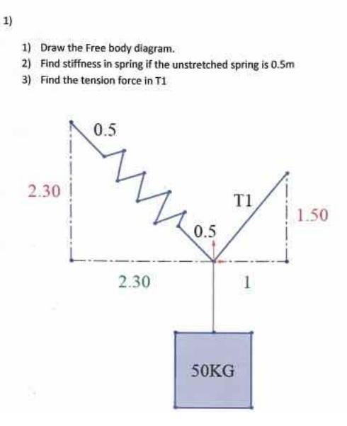 Solved 1) 1) Draw the Free body diagram. 2) Find stiffness | Chegg.com