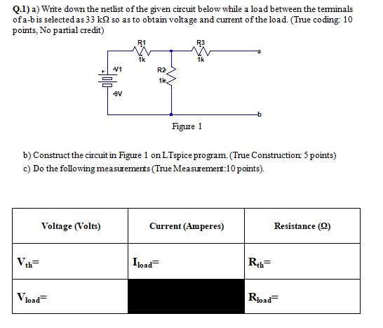 Solved Q1 A Write Down The Netlist Of The Given Circuit 1965