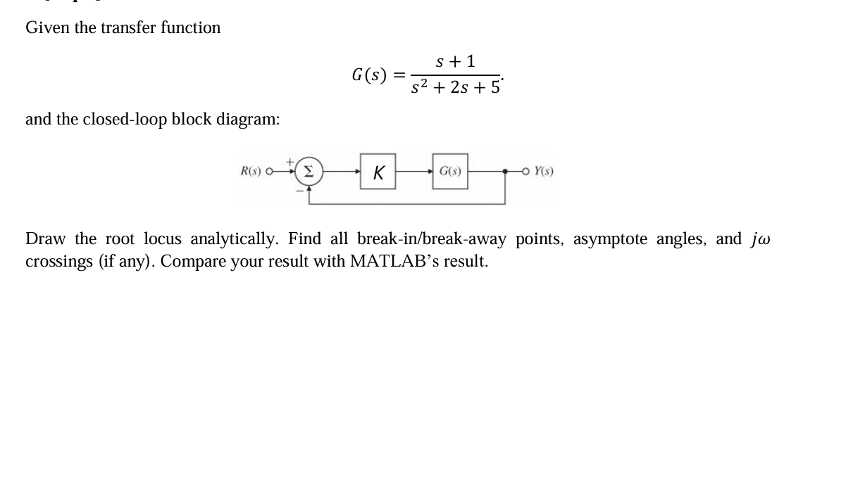 Solved by an EXPERT Given the transfer functionG(s)=s+1s2+2s+5and the | Chegg.com