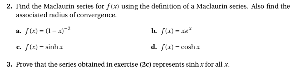Solved Prove that the series obtained in exercise (2c) | Chegg.com