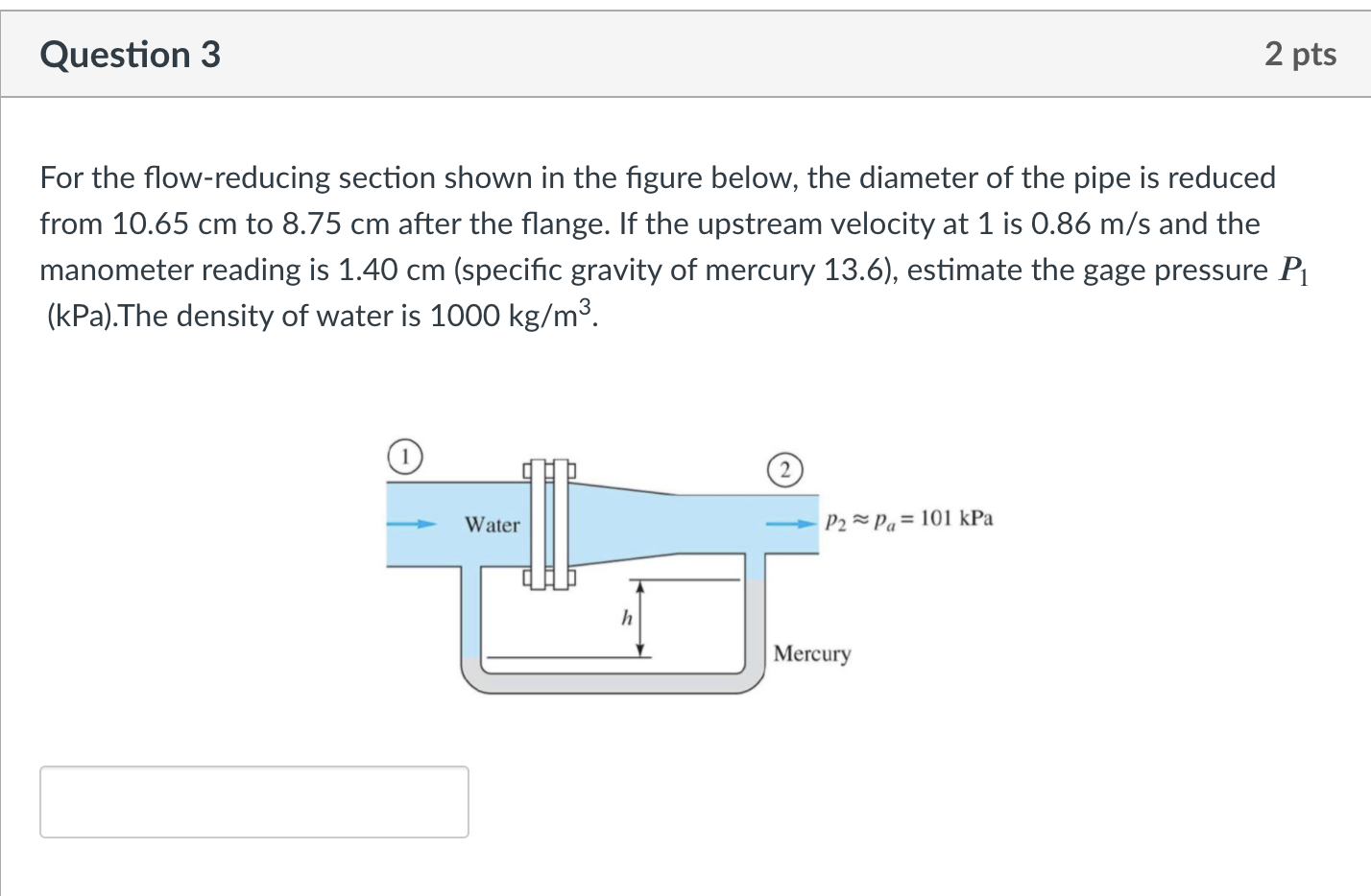 Solved For the flow-reducing section shown in the figure | Chegg.com