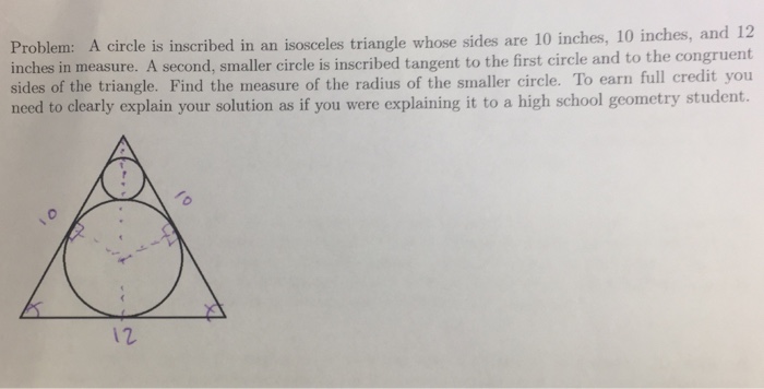 Solved Problem: A circle is inscribed in an isosceles | Chegg.com