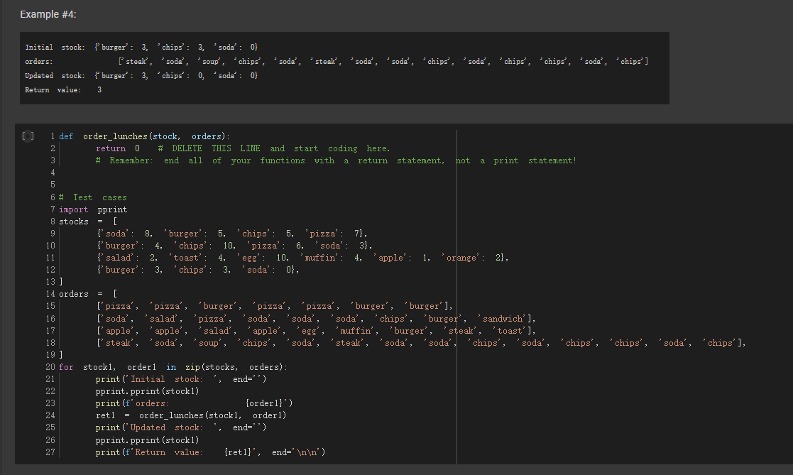 Solved Part 4: Order Up! (10 points) Complete the function | Chegg.com