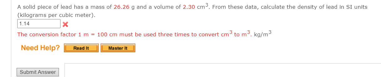 Solved will upvote thanks A solid piece of lead has a mass | Chegg.com