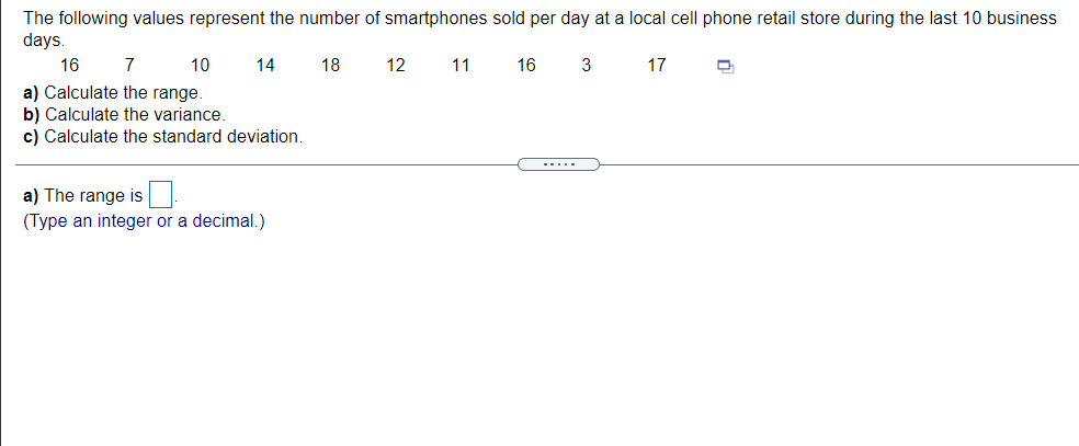 Solved The following values represent the number of | Chegg.com