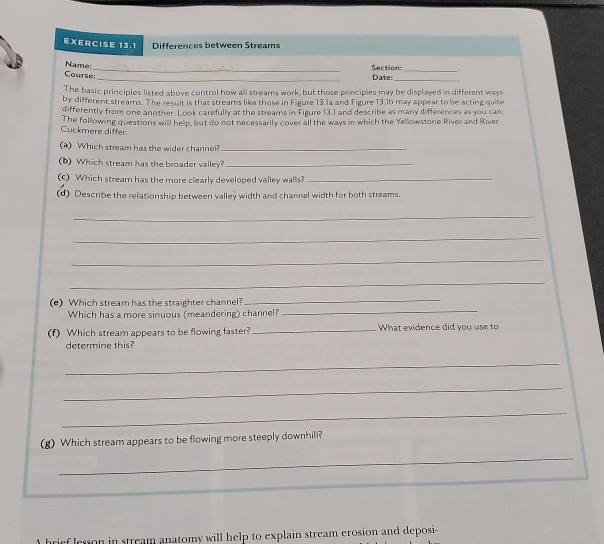 Solved EXERCISE 13.1 Differences between Streams Name | Chegg.com