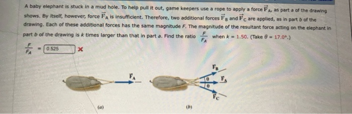 Solved A baby elephant is stuck in a mud hole. To help pull | Chegg.com