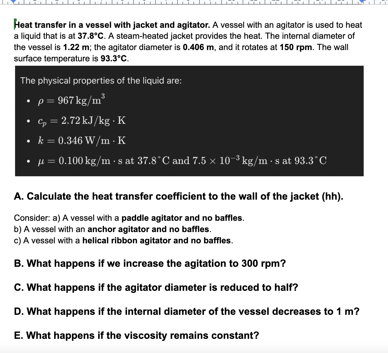 Solved A. ﻿Calculate the heat transfer coefficient to the | Chegg.com