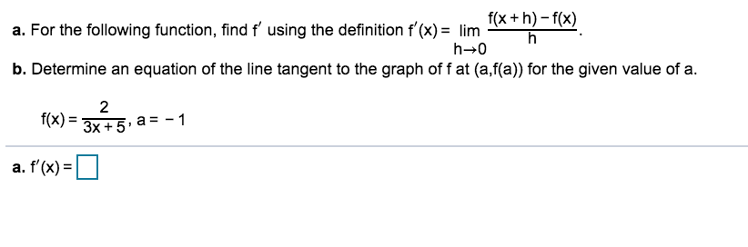 Solved a. For the function and point below, find f'(a). b. | Chegg.com