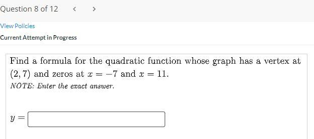Solved Question 8 of 12 View Policies Current Attempt in | Chegg.com