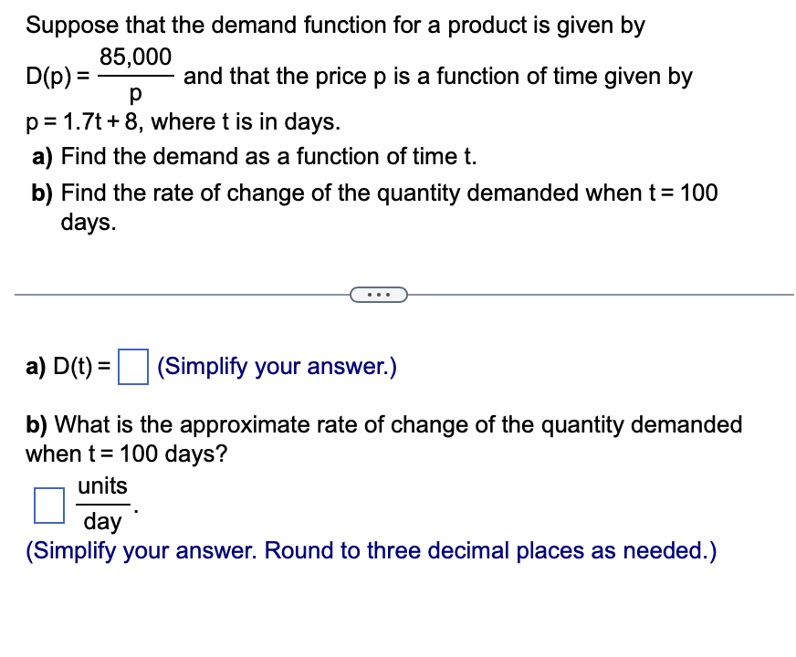 Solved Suppose that the demand function for a product is | Chegg.com